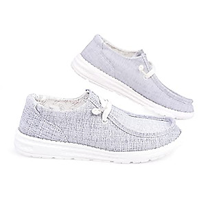 Women's Slip On Loafer Shoes Canvas Low Top Fashion Sneakers Casual Flat Comfortable Walking Shoes Light Grey09