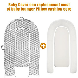 GoXteam Baby Lounger Cover Baby Nest Cover Soft Cotton Machine Wash Baby Lounger,Easy for Baby Lounger Replacement-Color Gray Grid
