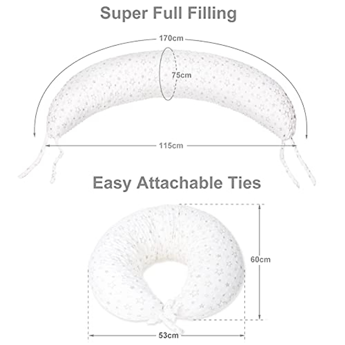 DancesCat Nursing Pillow, Original Plus Size Breastfeeding Pillows, Bottle Feeding,Baby Support, Tummy Time Pillow with Adjustable Waist Ties and Removable Cover- Gifts for Moms