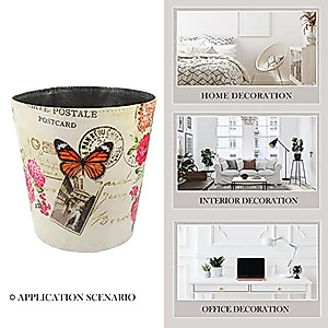 Zerodeko Small Trash Can, 10 L Leather Garbage Can Retro Round Waste Basket Decorative Storage Container Trash Bin Garbage Can Organizer Bucket for Bathroom, Bedroom, Kitchen, Office (2.6 Gallon, 1)