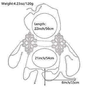 Graeen Crystal Bra Chains Rhinestone Bra Top Flower Chest Chain Silver Body Chain Nightclub Body Jewelry for Women (A)