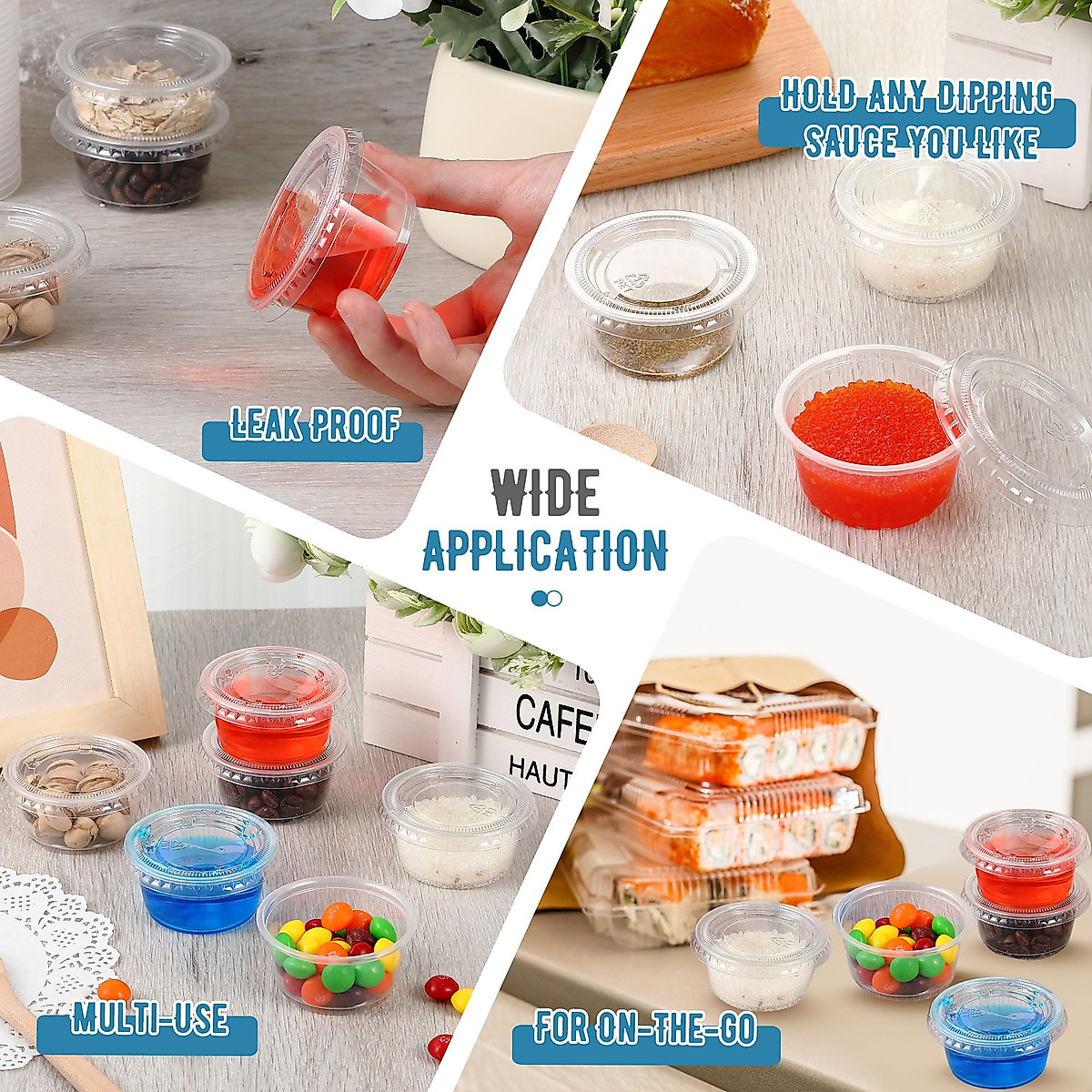 Mumufy 2000 Sets Plastic Portion Cups with Lids Bulk Small Clear Plastic Containers Stackable Souffle Condiment Cups Airtight Mini Food Storage for Dipping Sauce Salad Dressings Party (2.0 oz)