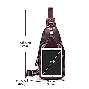 Leather Sling Bag Small Purse for Men Women Crossbady Bag Chest Bags Shoulder Backpack Cross Body Man Womens Water Resistant Vintage