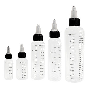 NANSHINE Graduated Bottles 10PCS 250ml(8.45oz) PET Plastic Pointed Bottles with Twist Top Cap Plastic Graduated PET Dropper Water Liquid Bottles