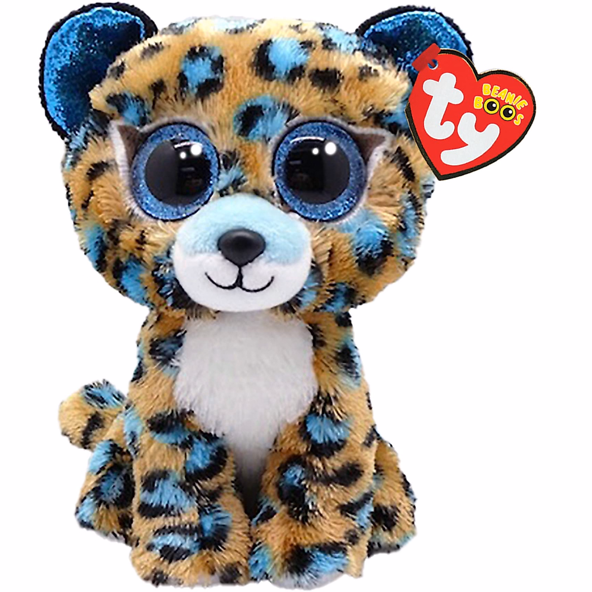 Ty Boo Animals Beanie Boo's-Plush Cobalt The Leopard 15cm-TY36691, TY36691, Beige, Blue, White, Small