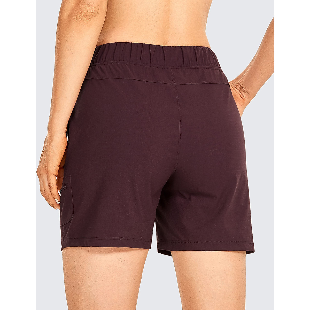 CRZ YOGA Women's Lightweight Cargo Hiking Shorts with Belt 6'' - Stretch Long Summer Athletic Outdoor Workout Shorts Pockets Dark Russet Medium