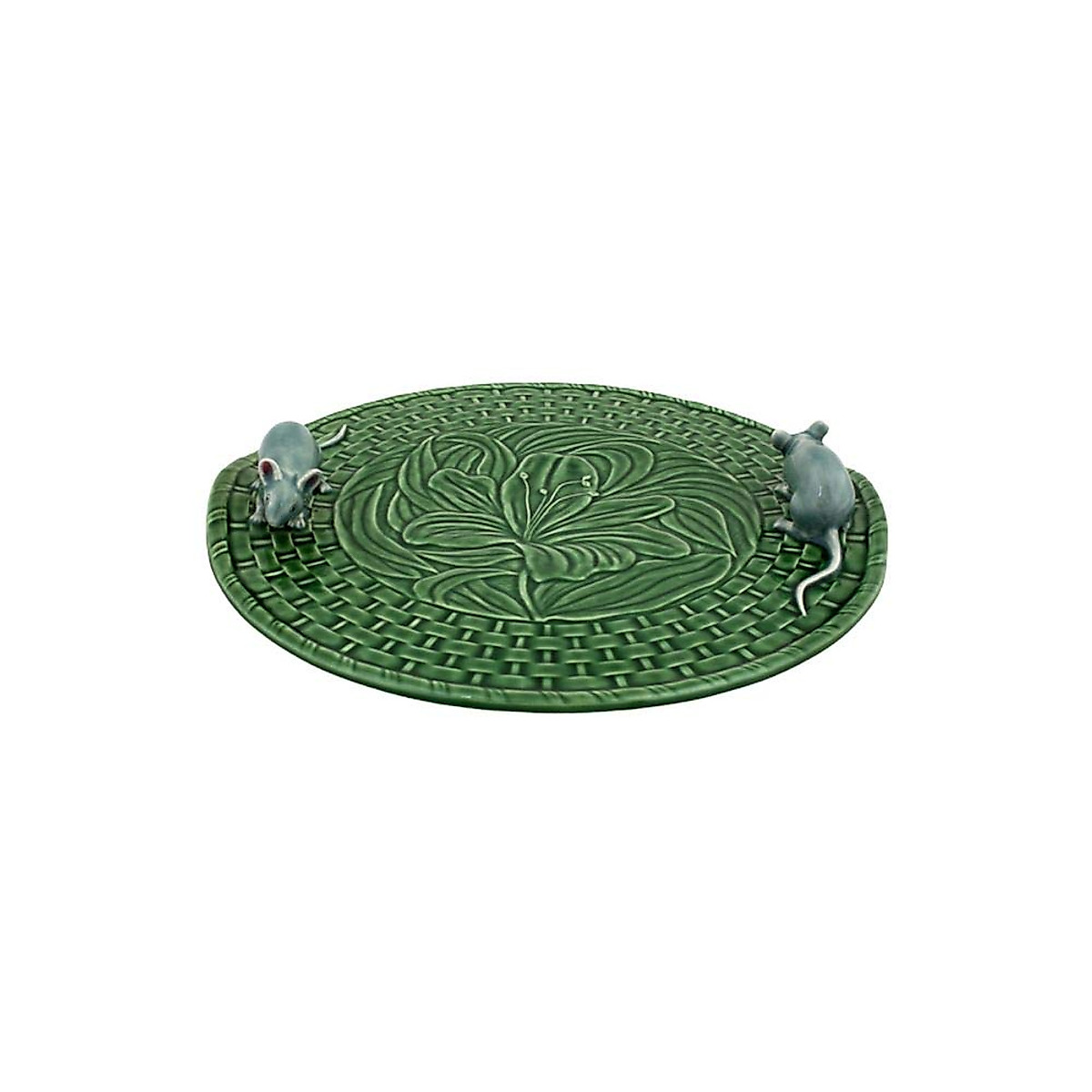 Bordallo Pinheiro Green Lily with Mouse Earthenware Cheese Tray