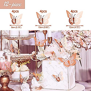 Rose Gold and Navy Blue Birthday Party Decorations for Women with Happy Birthday Banner,Curtains, Butterfly Wall,Circle Dots Garland,Tissue Pompoms,Paper Tassels Garland Birthday for Her