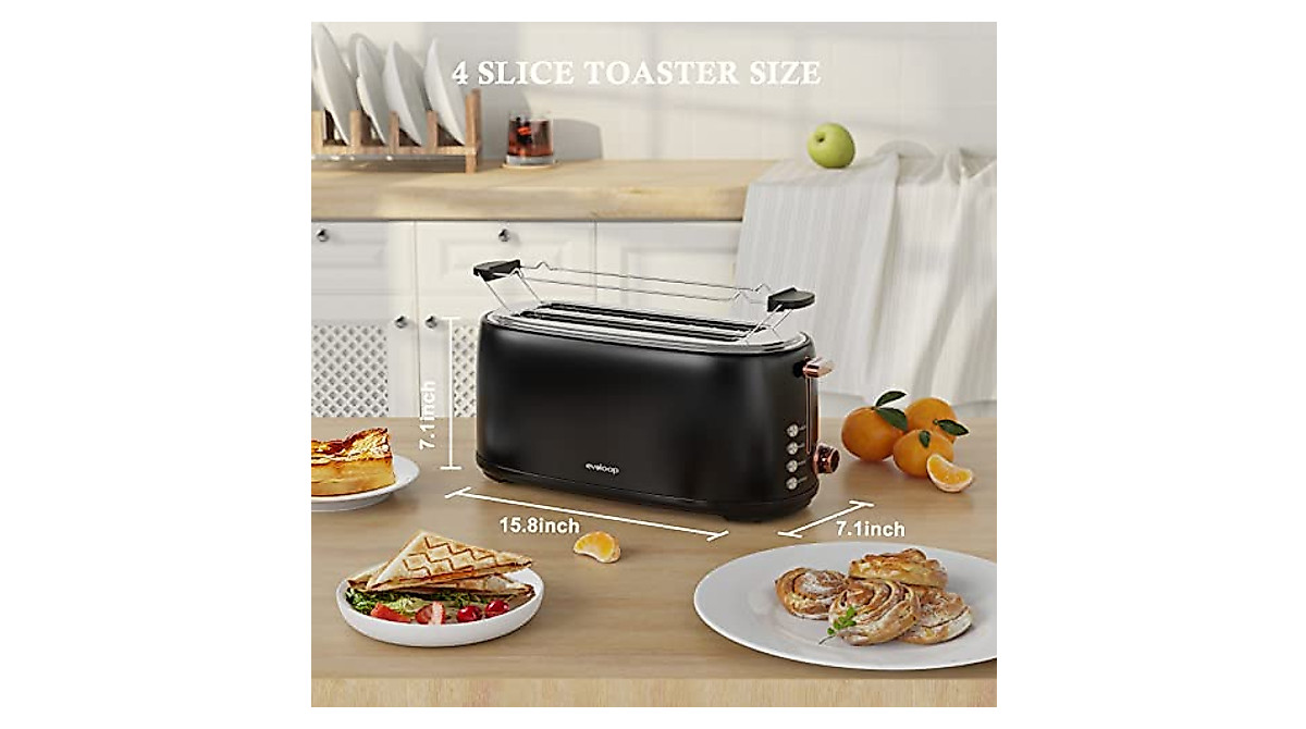 Evoloop 4 Slice Stainless Steel Toaster with Warming Rack