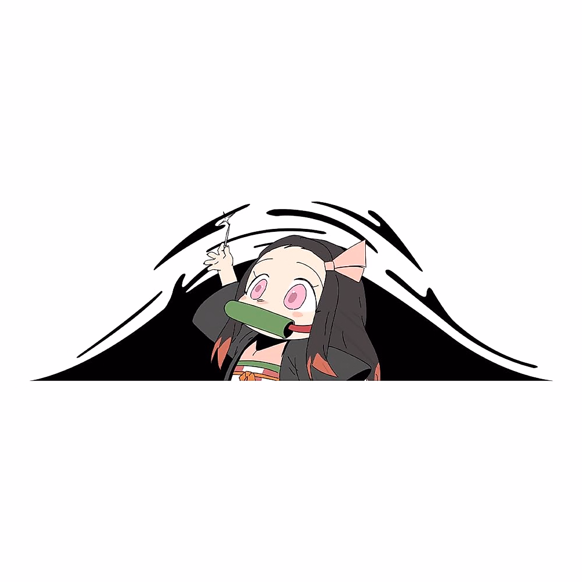 EARLFAMILY 5.1'' Cute Devil Girl Nezuko Peeker Decals Funny Car Sticker for Bumper Trunk Motorcycle Laptop JDM Car Accessories Decor Vinyl Decal Waterproof