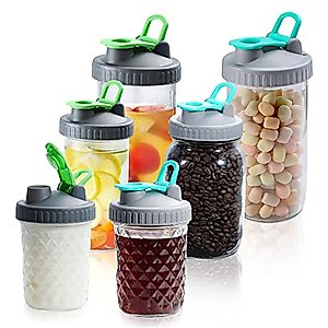 6 Pack Wide Mouth Flip Cap Mason Jar Lids for Ball Mason Jars, with Airtight Seal & Leak-proof, Easy Pouring Spout (Jars not Included) (3blue+3green)