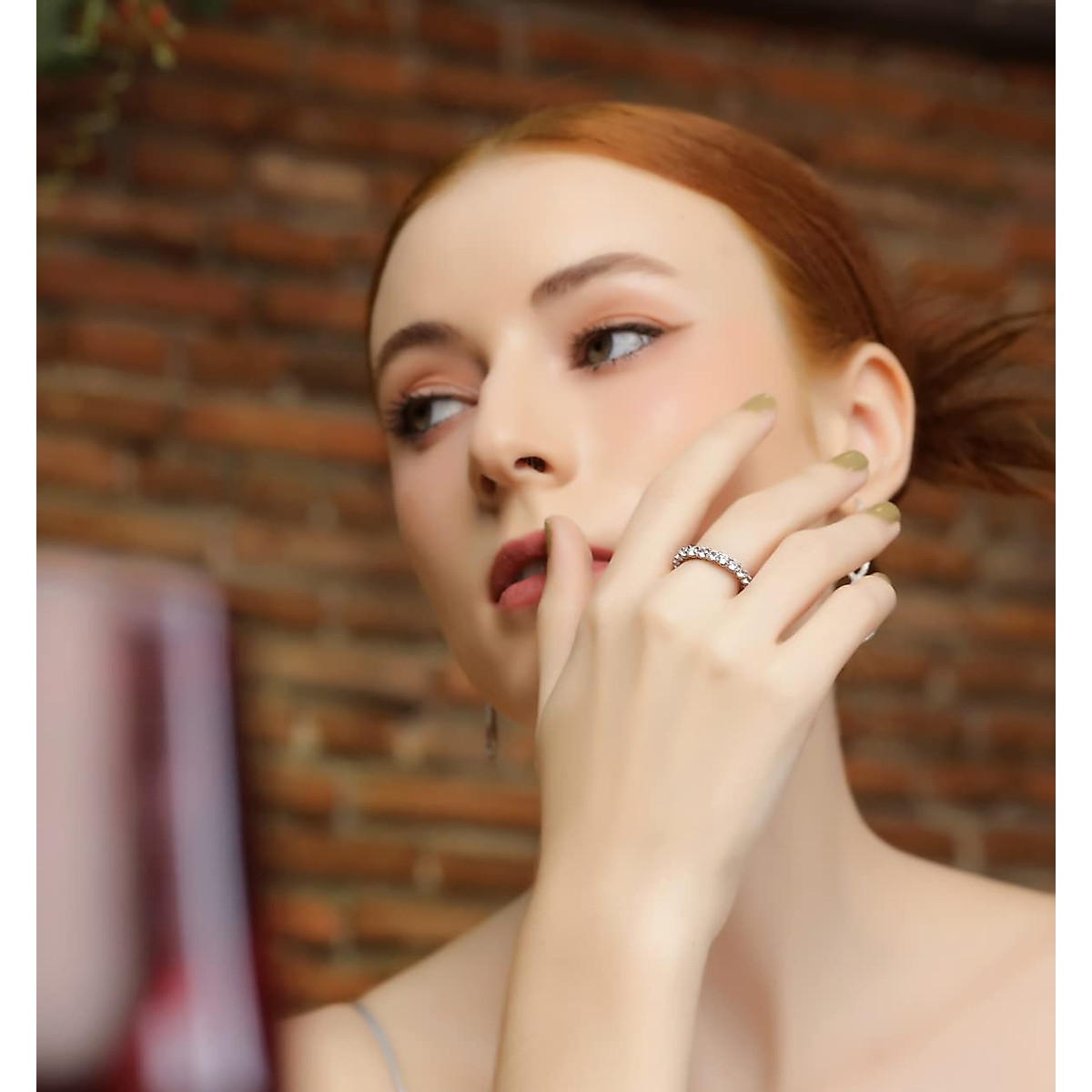 Hoops & Loops Sterling Silver Cubic Zirconia 3mm Round-cut Eternity Band Ring