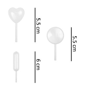 Kare & Kind 100 Pcs (4ml) Liquid Dropper Pasteur Pipettes - Clear Translucent Infuser- 50x Rectangular, 25x Heart and 25x Round-Shaped - for Cakes, Cupcakes, Strawberry, Chocolates - Easy Squeeze