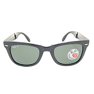 Ray-Ban Ray Ban Folding Wayfarer RB4105 601/58 Black/Crystal Green Polarized 54mm Sunglasses, 54 mm