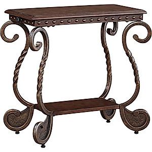 Signature Design by Ashley Rafferty Vintage Inspired Rectangular Open Chairside End Table, Dark Brown