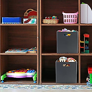 Zerdyne 4-Pack Plastic Collapsible Storage Cubes, Gray Foldable Cube Storage Bins