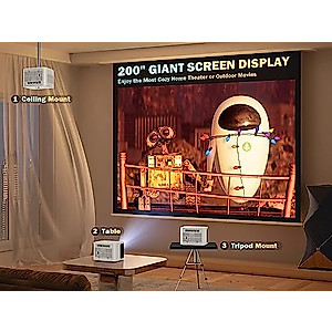 [Electric Focus] 5G WiFi Mini Bluetooth Projector 4K Support, 300 ANSI HD 1080P Portable Video Projector, ±40° Vertical Keystone|Zoom|Timer, DBPOWER Smartphone Projector Outdoor Movie for PC/TV(White)