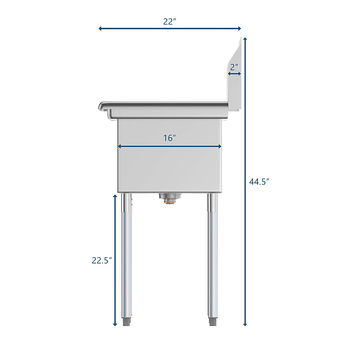 KoolMore 3 Compartment Stainless Steel Commercial Kitchen Sink with Large Drainboard - Bowl Size 12" x 16" x 10", Silver