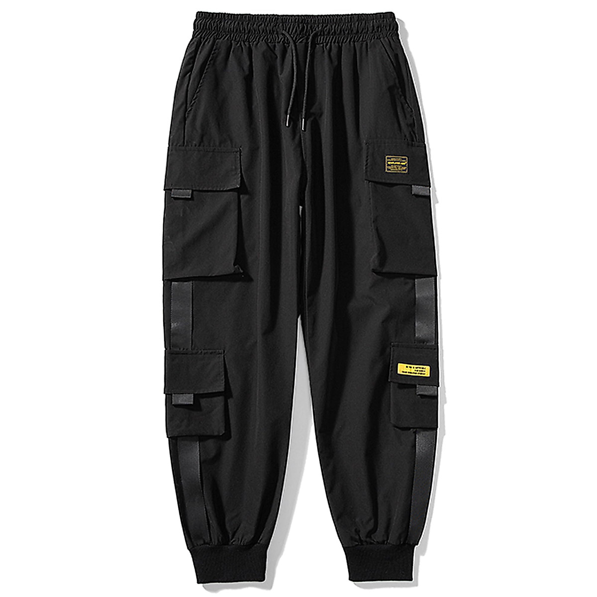 Ambcol Men's Jogger Pants Punk Cargo Baggy Techwear Streetwear Hip Hop Women Unisex Sports Casual Pants Black-09 Large