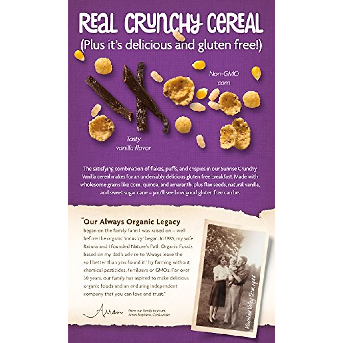 Nature's Path, Organic Gluten-Free Crunchy Vanilla Cereal, 10.6 Oz