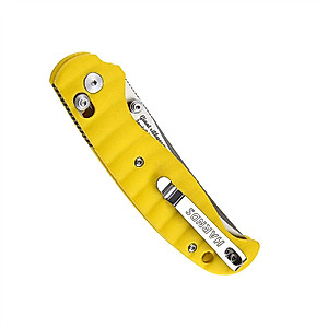 Harnds Giant Silkworm Tactical Folding Knife with SandvikSteel BladeG10 Handle Camping Pocket Knife with Reversible Pocket Clip (yellow)