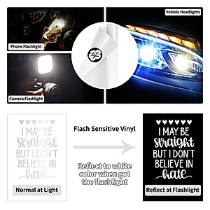 AHIJOY Reflective Vinyl Permanent Adhesive 12" x 5FT Silver Adhesive Vinyl for Cup Crafts Signs Scrapbook Lettering DIY Projects Home Decor