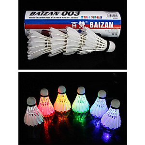 [8 Pack] LED Badminton Set, Shuttlecock Dark Night Glow Birdies Lighting Outdoor Indoor Sport Activities,Colorful