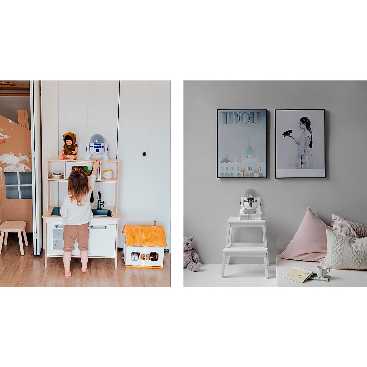 impremli Android Rus-T1 Stand Speaker Compatible with Alexa Echo Dot 3 Gen , 4 Gen , 5 Gen , HomePod Mini, Google Home Mini / Nest Mini y genericos (White/Blue)