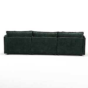 Oversized Convertible Modular Sectional Sofa with Movable Ottoman for Living Room, Modern Chenille Upholstery L Shaped Cloud Couch, Comfy Sleeper Sofa&Couches with Solid Wood Legs & Memory Foam