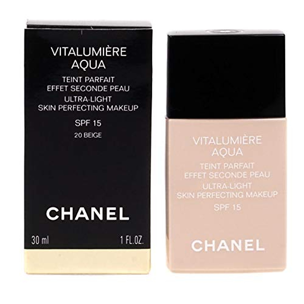 Chanel Vitalumiere Aqua Ultra Light Skin Perfecting Make Up SFP 15 - # B20 Beige Tendre - 30ml/1oz