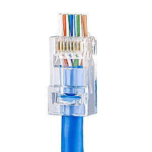 W-NECTOUN Cat6 Pass Through Connector,100-PACK Cat6 RJ45 Ends,UTP Network Plug for Solid Strand Cable
