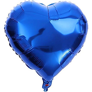 CozofLuv 25Pcs 18 Inch Blue Heart Balloons Helium Balloons Blue Heart Balloons Foil Blue Foil Balloons Heart Blue Birthday Decorations Blue Balloons