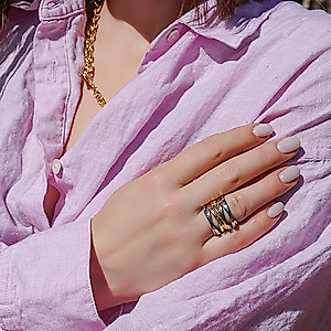 CIUNOFOR 13.7MM Cross Ring Enhancers for Women Statement Engagement Ring Silver Gold Rose Gold Plated Ring Engraving Customized Personalized (Tricolor, 9)