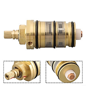 Cartridge for Thermostatic Valve, Brass Replacement Thermostat Cartridge Bath Mixer Faucet Shower Valve Repair Kit, Shower Valve Cartridge Assembly(F)