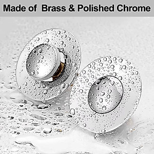 Hertone Universal Bathroom Sink Stopper, for 1.08-1.5 Inch Sink Drain Hole, High-Grade Pop Up Sink Drain Strainer Plug, Anti-Clog, with Hair Catcher Filter Basket, All Brass Metal, Polished Chrome