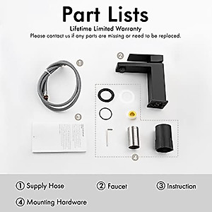 KES Black Bathroom Faucet Single Handle Type Bathroom Sink Faucet Stainless Steel Faucet Lavatory cUPC Certified Vanity Sink Faucet Matt Black, L3156ALF-BK