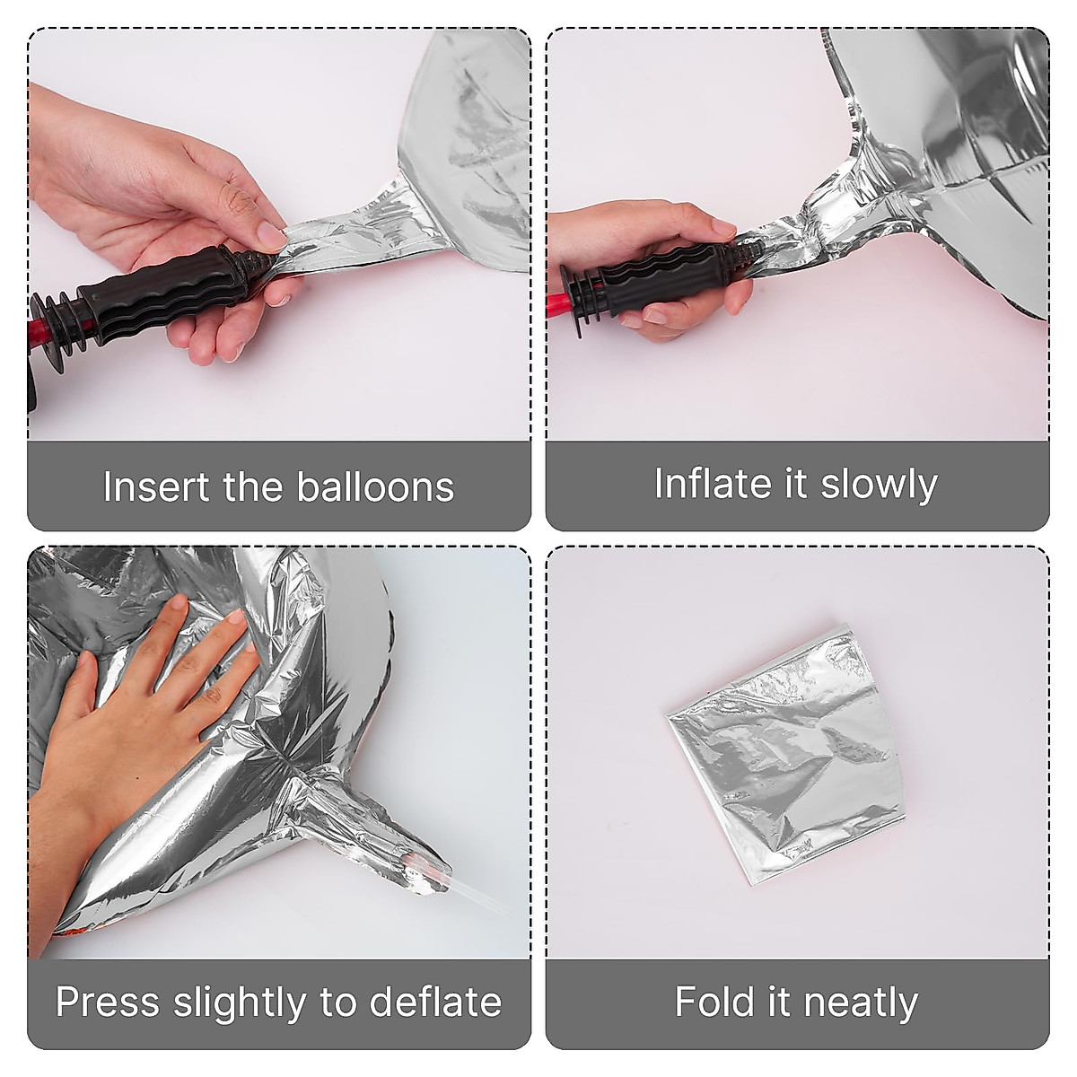 PartyWoo Silver Balloons, 6 pcs Silver Birthday Decorations, 22 inch Giant 4D Foil Balloons, Ribbon, Large Mylar Balloons, Metallic Silver Balloons for Baby Shower Party, Birthday Decorations