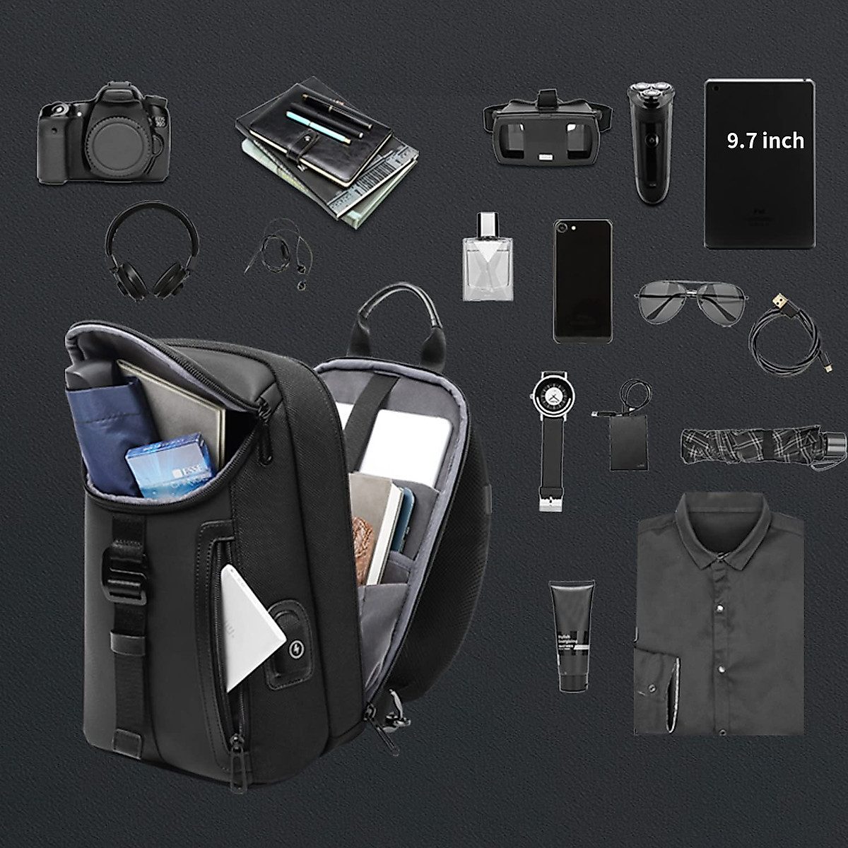 EURCOOL Mens Shoulder Bag,Small Sling Chest Bags,Water Repellent Cross Body Pack,Running Hiking Biking Daypacks