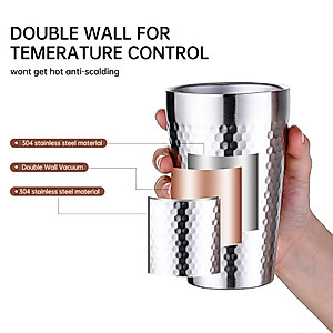 BEFOY Stainless Steel Cup - 16oz Pint Cups Drinking Glasses Water Beer Cup Unbreakable Hot & Cold Drinking Cups for Home Office Party & Outdoor Camping(Silver)