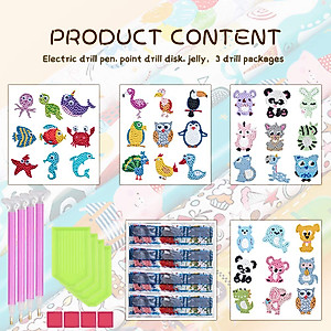 MODOWEY 36Pcs Stickers Kits for Kids, DIY Animal & Sea World Stickers Painting with Diamonds, Paint by Numbers Diamonds Arts Craft Kits for Children, Boys and Girls (Style A)