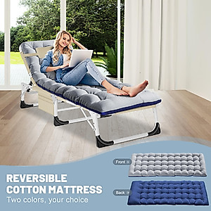 Slsy Face Down Folding Lounge Chairs Outdoor, Adjustable Sleeping Cot Chair, Portable Folding Bed Cot Chaise Lounge Chairs for Outside Beach Lawn Camping Pool Sun Tanning