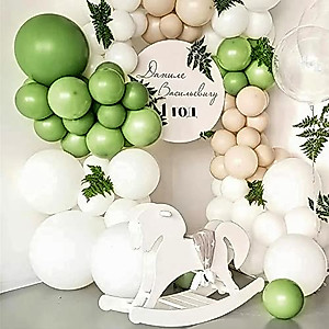 JOYYPOP Sage Green Balloons 110 Pcs Olive Green Balloon Garland Kit 5 inch+10 inch+12 inch+18 inch Green Balloons for Baby Shower Birthday Party Decorations