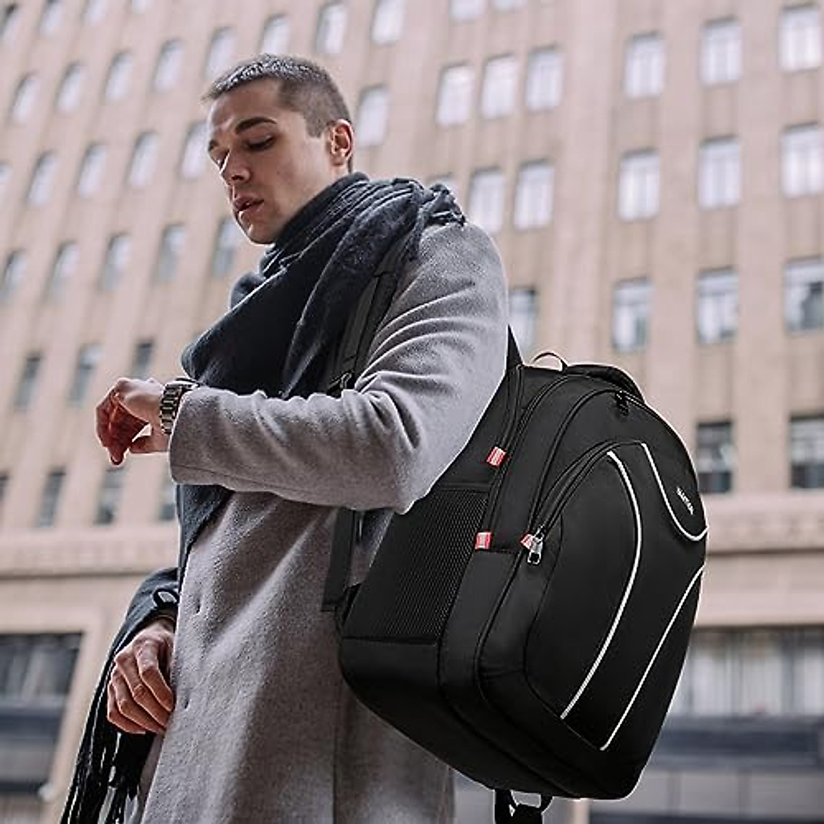 YAMTION Laptop Bookbag,17 Inch School Backpack Large for Men College Backpack with USB for High School Teen Students Adult Business Work Office Travel