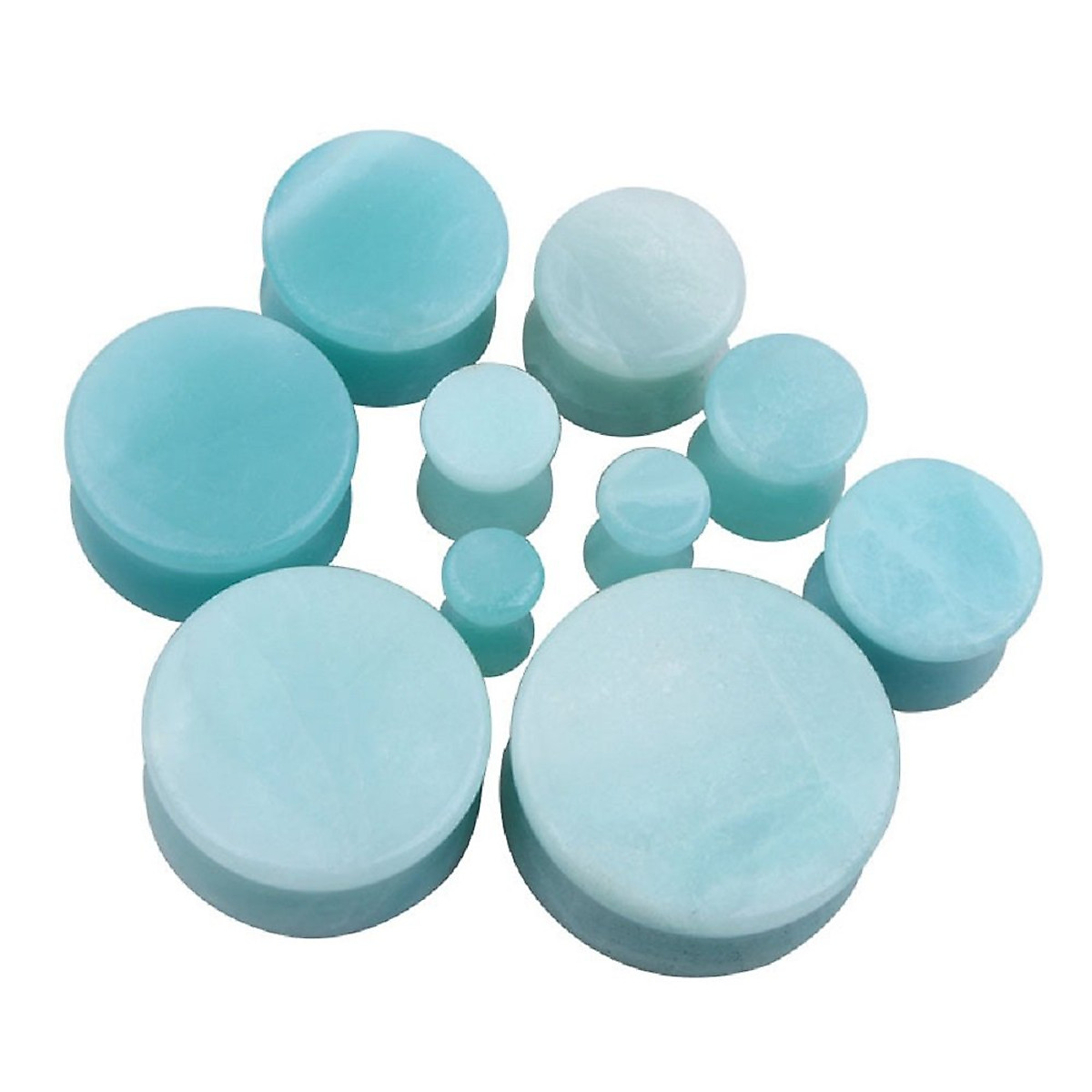 Amazonite Natural Organic Stone Ear Tunnels Plugs Stretcher Flesh Expander Gauges Earrings Aventurine Double Flared Body Piercings Jewelry