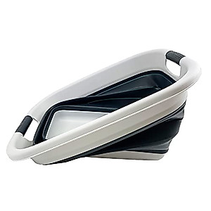 SAMMART 25L (6.6 Gallon) Collapsible Laundry Basket/Tub - Foldable Storage Container/Organizer - Portable Washing Bin - Space Saving Hamper, Water Capacity: 19L (5 Gallon) (Grey/Slate Grey)