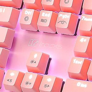 i-rocks K75M Mechanical Keyboard - 104 Keys - with Cherry MX Brown Switches, PBT Keycaps, Backlit LED Light and Shortcut Keys - Programmable Light & Macro Recorder (Pink)