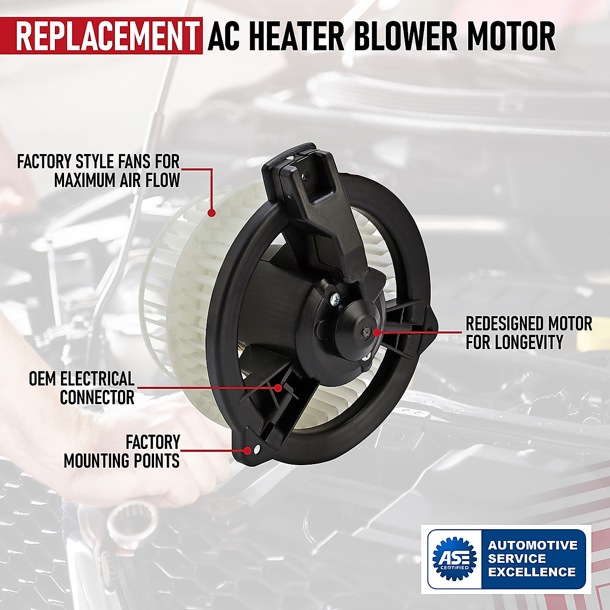 Replacement AC Heater Blower Motor with Fan - Compatible with Toyota Prius 2001, 2002, 2003, 2004, 2005, 2006, 2007, 2008, 2009 - Replaces 87130-47091, 87103-47020, 87103-47050, 75774, 700153