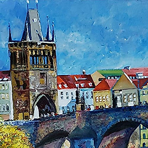SOLD - A Prague Spring, Charles Bridge Prague by Internationally Renowned Painter Yary Dluhos