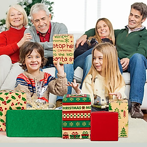 Whaline Christmas Tissue Paper Kraft Xmas Red Green Wrapping Paper 19.7 x 13.8 Inch Assorted Xmas Tree Holly Berry Christmas Tissue Paper for Gift Bags Holiday DIY Crafts Decor, 90 Sheet