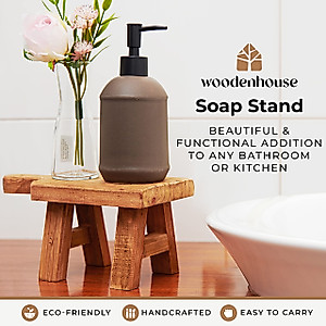 WOODENHOUSE LIFELONG QUALITY Wooden Stand - Rectangular Fir Wood Pedestal Stand for Kitchen, Bathroom, or Decor - Pre-Assembled, Sturdy, Easy Handle, Great Gift